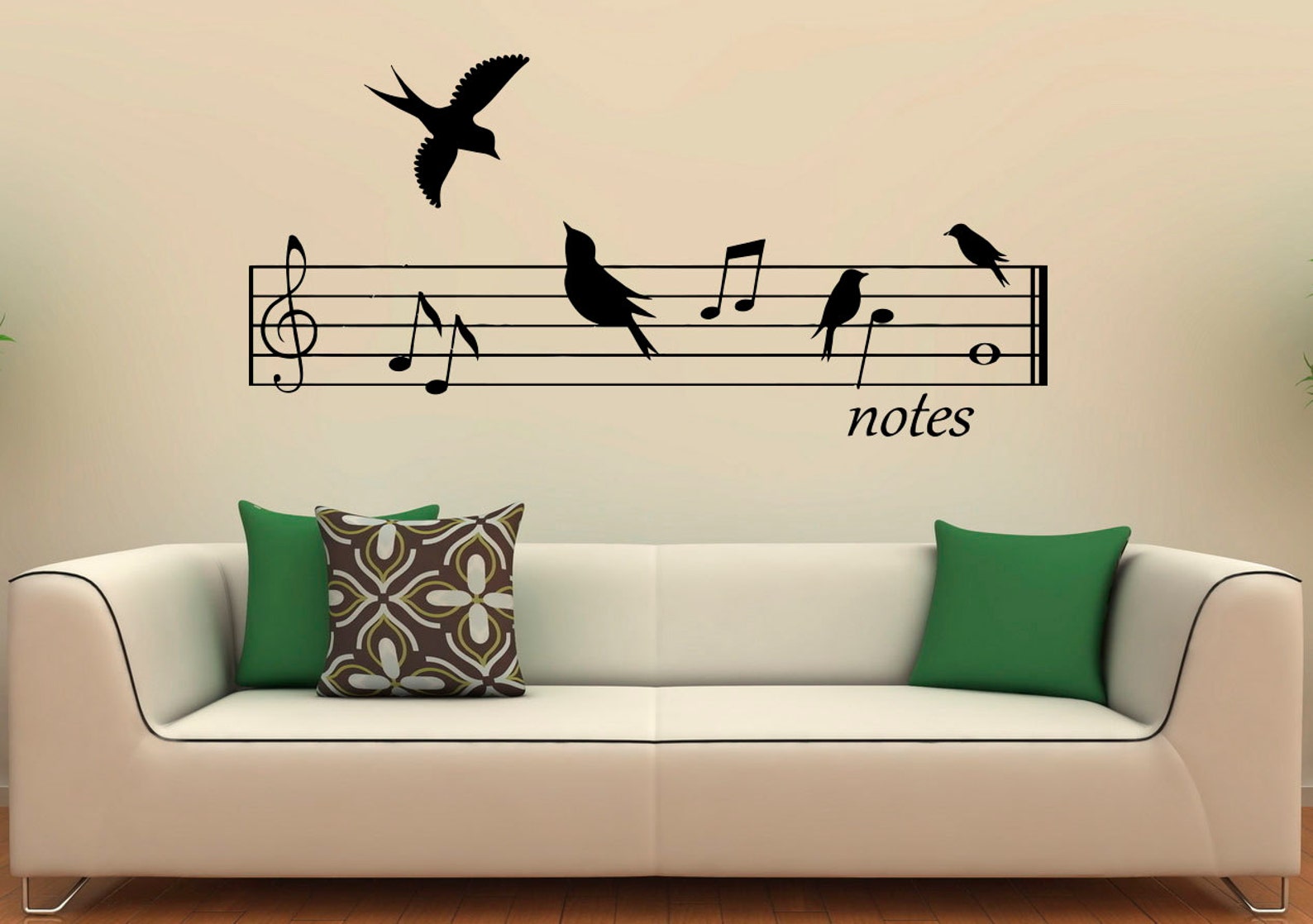 Music Notes Wall Decal Vinyl Stickers Music Birds Home | Etsy