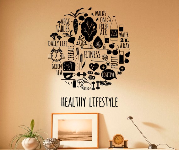 Healthy Lifestyle Wall Decal Vinyl Stickers Motivational Home | Etsy