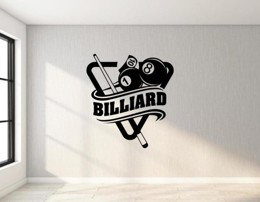 Billiard Wall Decal Vinyl Sticker Pool Room Wall Art Billiards Player ...