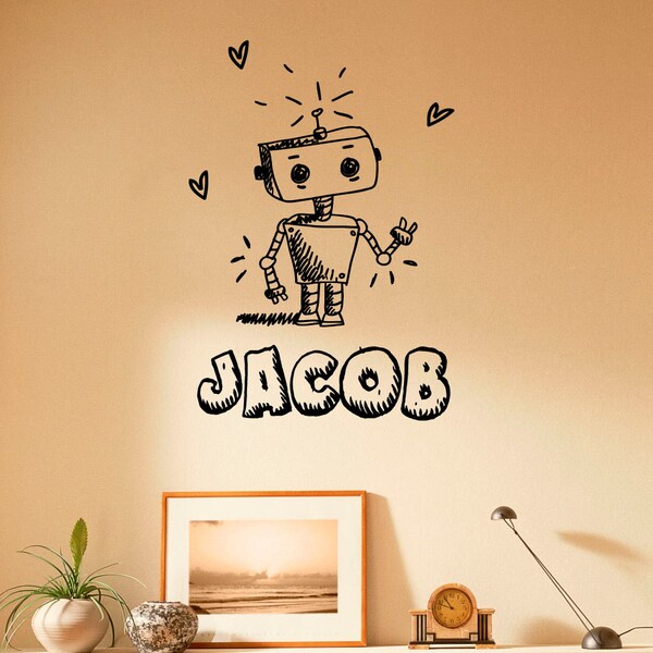 Robot Wall Decal - Etsy