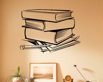 Wall Vinyl Decal Books Stickers Reading Room Library Interior | Etsy