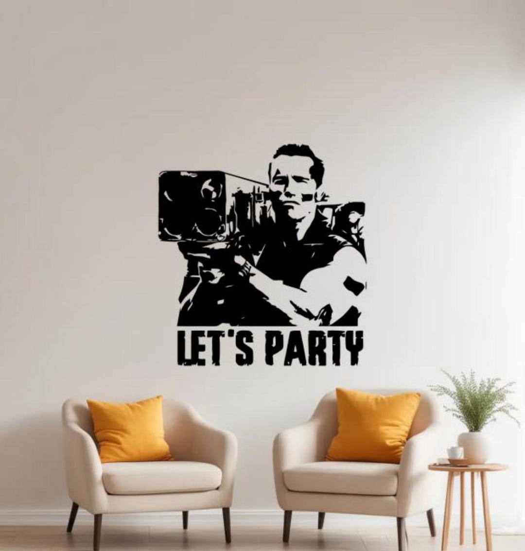 Let's Party Commando Wall Decal Vinyl Sticker Sign Movie Wall Art Funny ...