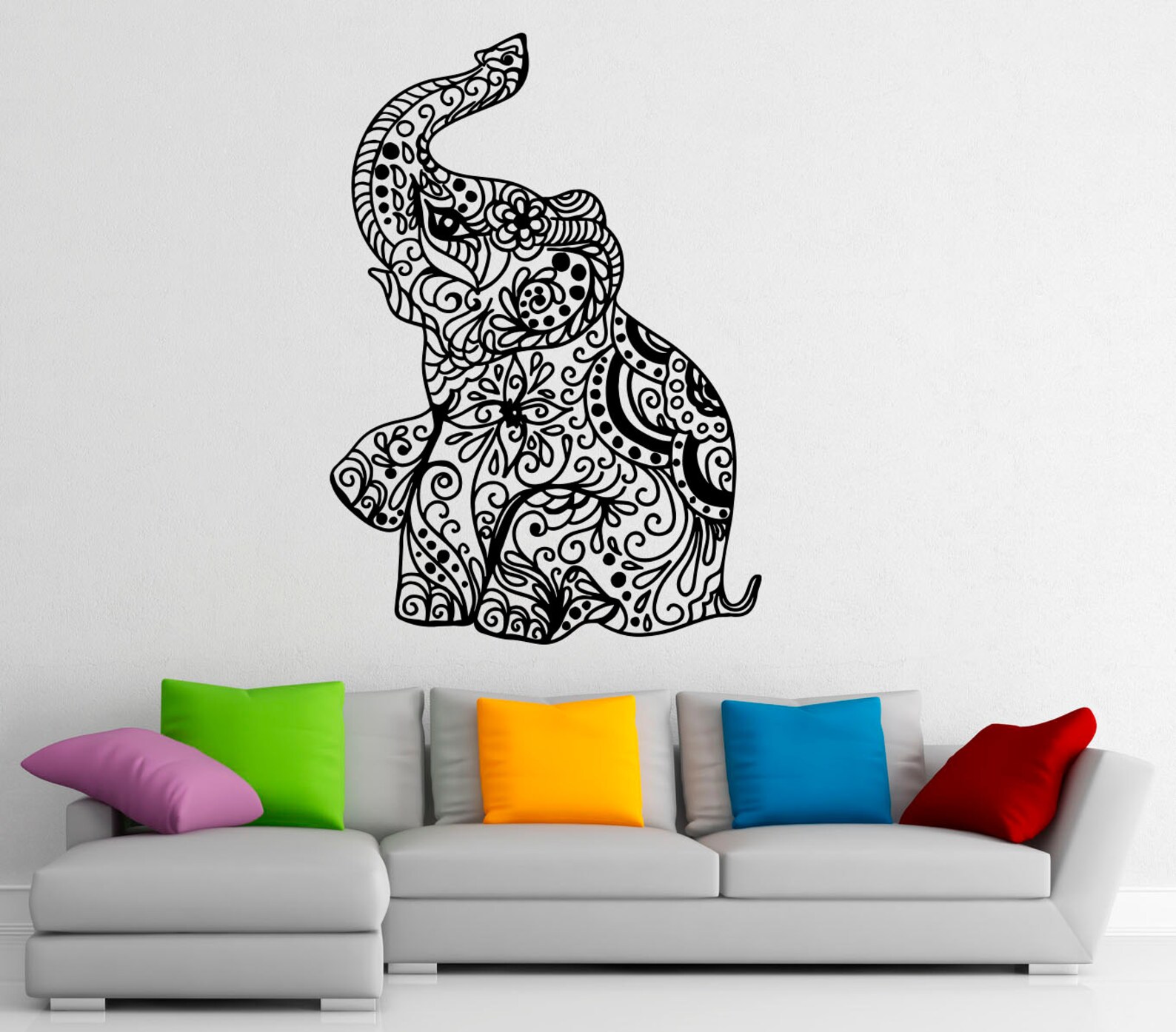 Indian Elephant Wall Decal Vinyl Stickers Big Animal Interior - Etsy