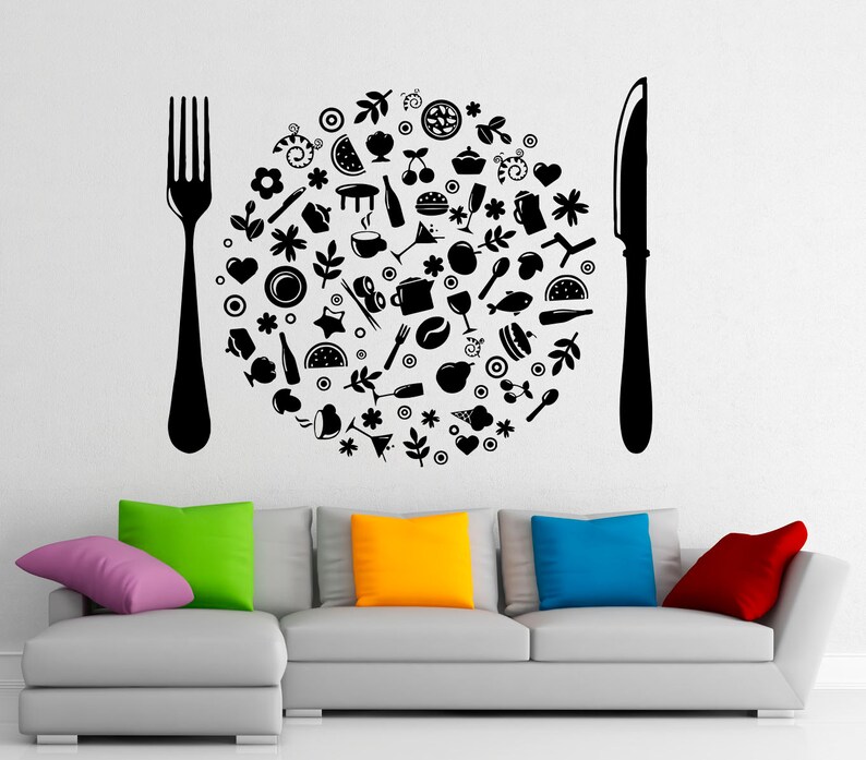 Cutlery Wall Vinyl Decal Food Stickers Cafe Art Interior - Etsy