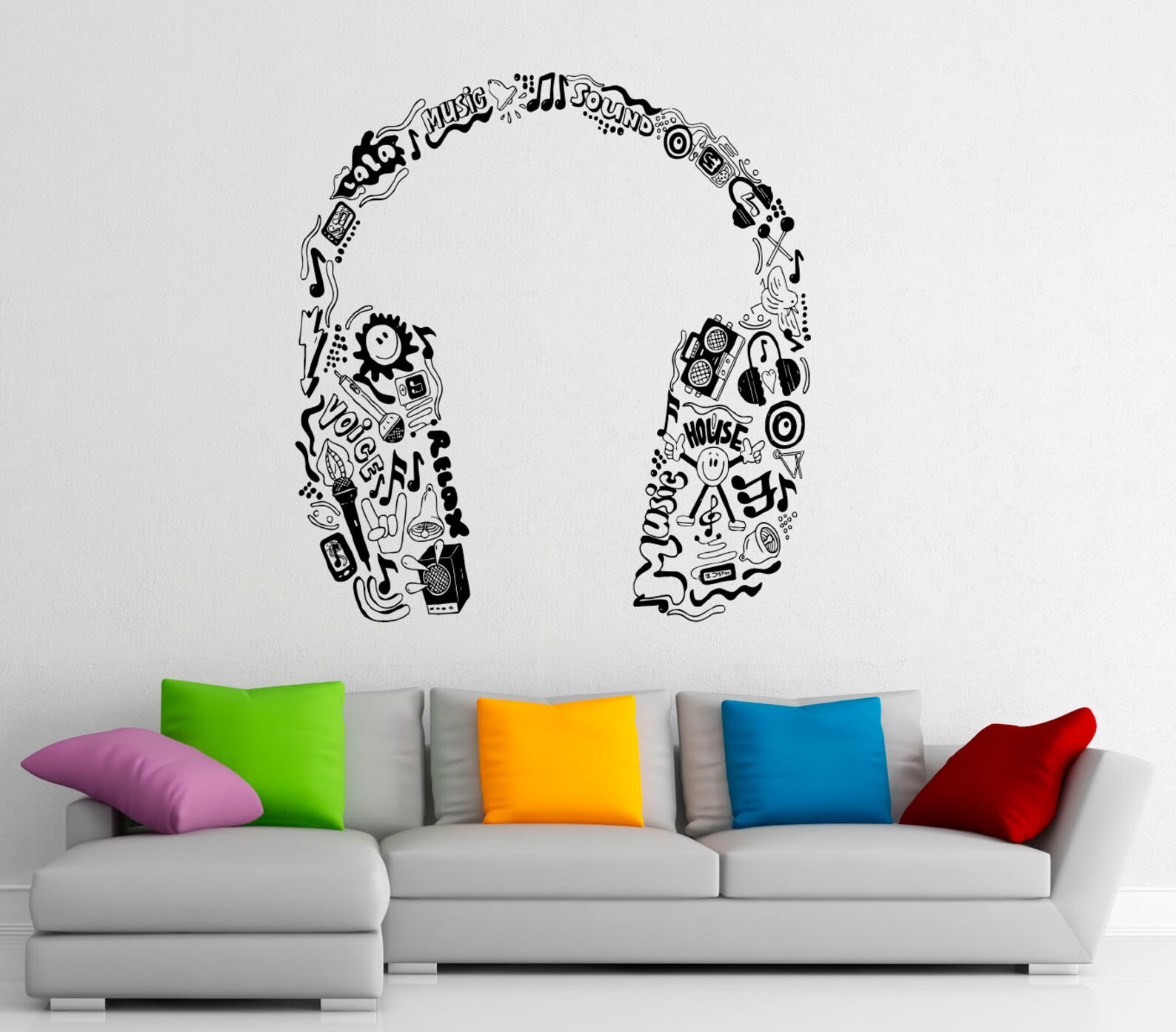 Music Headphones Wall Decal Vinyl Stickers Music Notes Home - Etsy