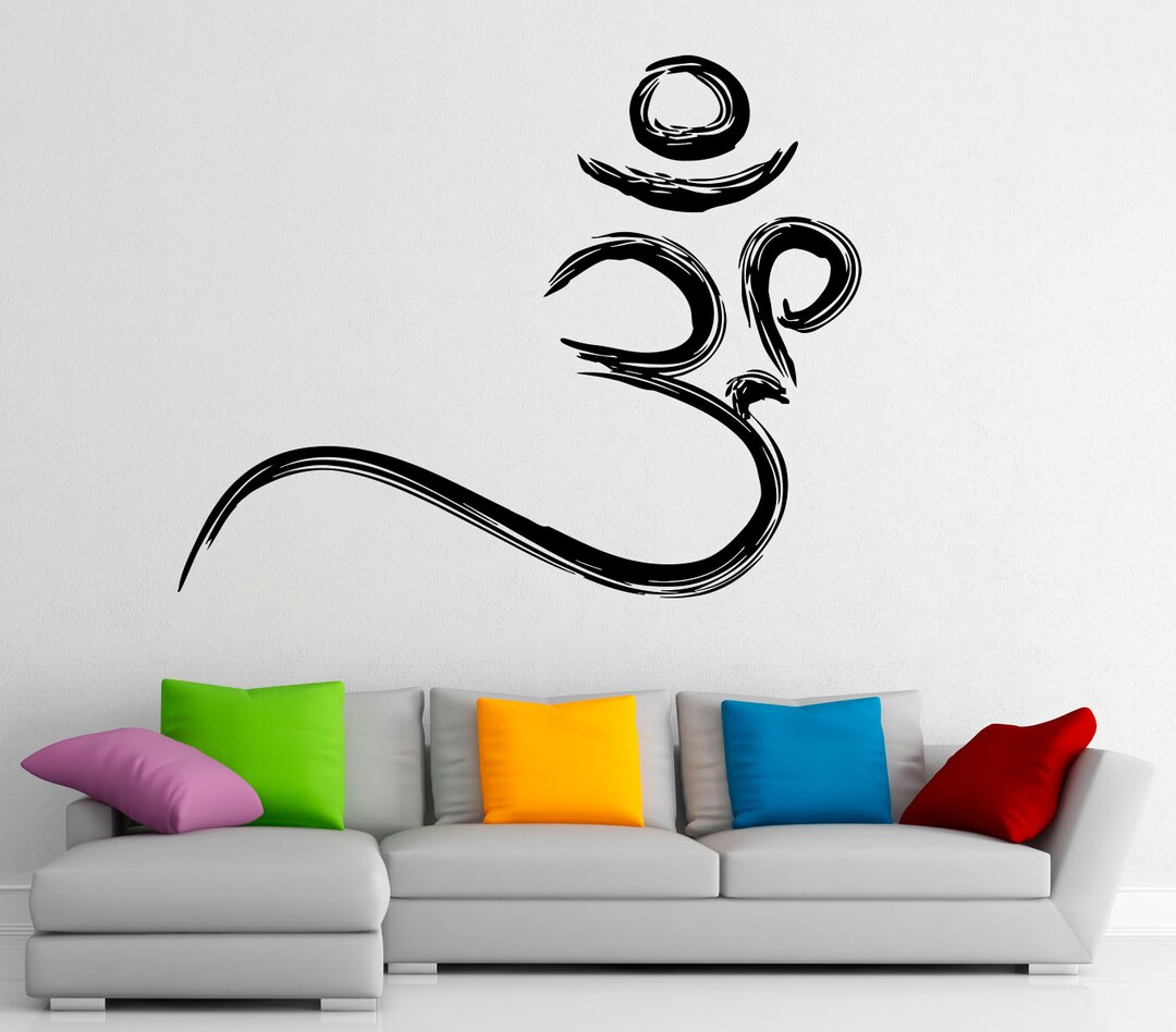Om Symbol Wall Decal Indian Design Vinyl Stickers Buddhism Symbol Home ...