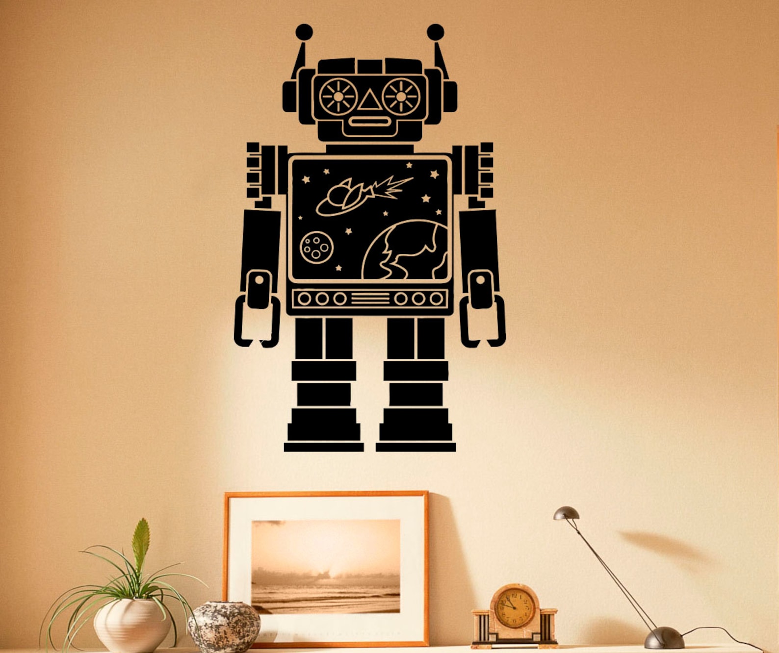 Retro Vintage Robot Wall Decal Android Vinyl Stickers Home | Etsy