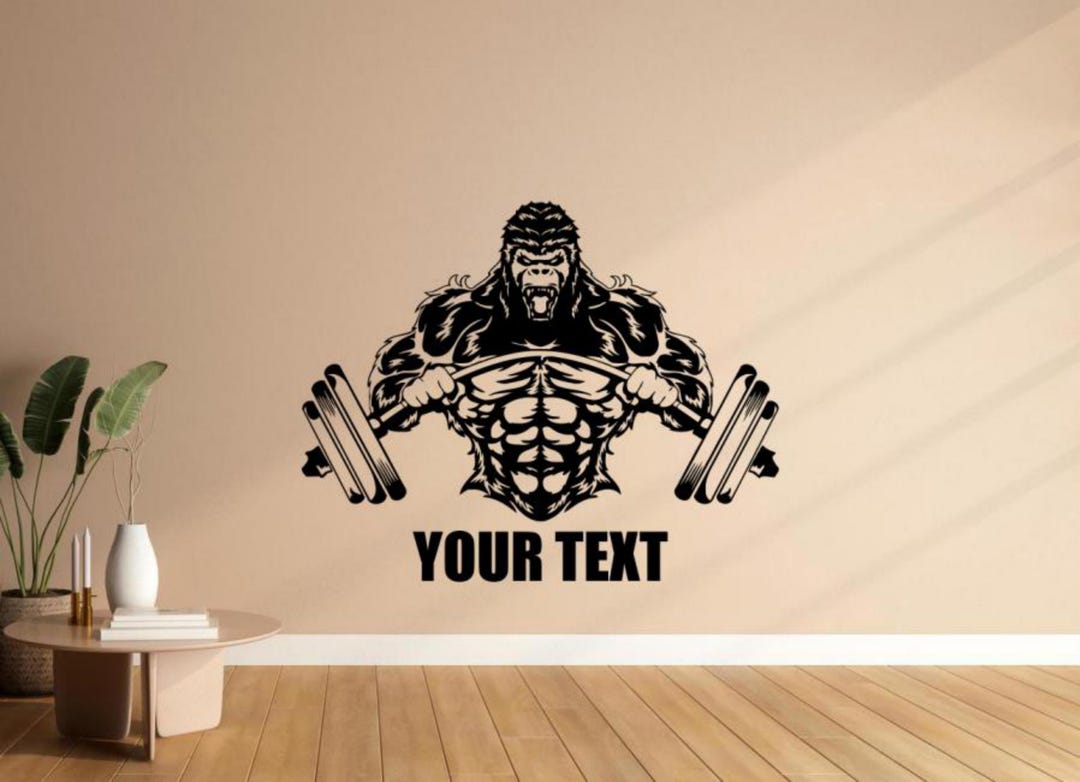 Custom Gym Wall Decal Vinyl Sticker Personalized Gorilla Bodybuilder ...
