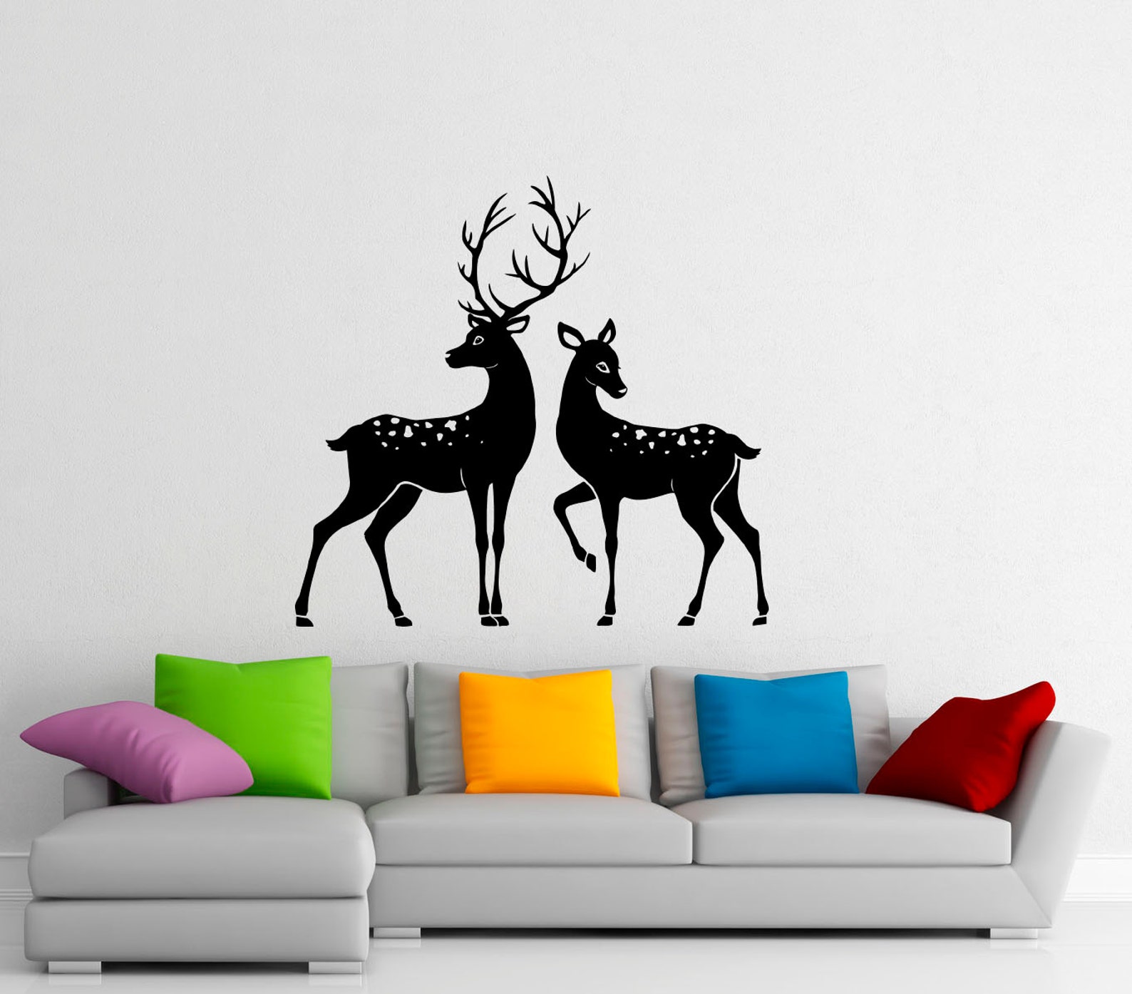 Deer Wall Decal Deer Antlers Vinyl Stickers Wild Animals | Etsy