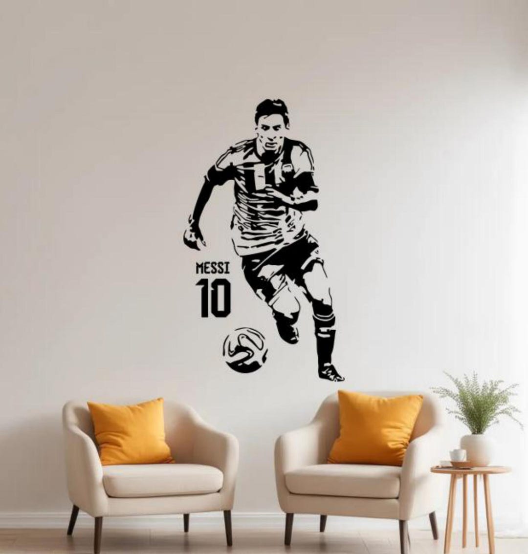 Messi Wall Decal Vinyl Sticker Football Wall Art Soccer Player Gift Boy ...