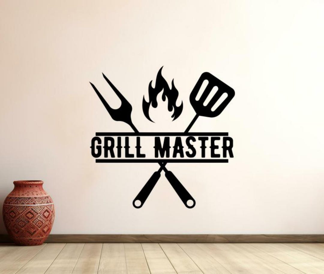Grill Master Wall Decal Vinyl Sticker Grilling BBQ Sign Grill Dad Gift ...
