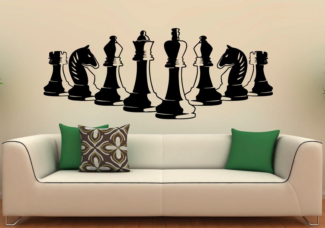 Chess Pieces Wall Decal Vinyl Stickers Strategy Board Game Interior ...