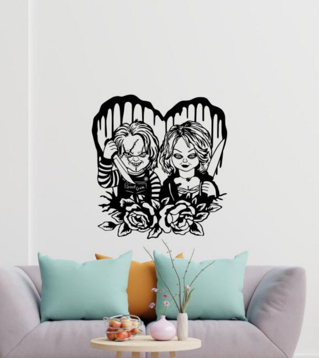 Chucky Wall Decal Vinyl Sticker Chucky and Tiff Wall Art Horror Wall ...
