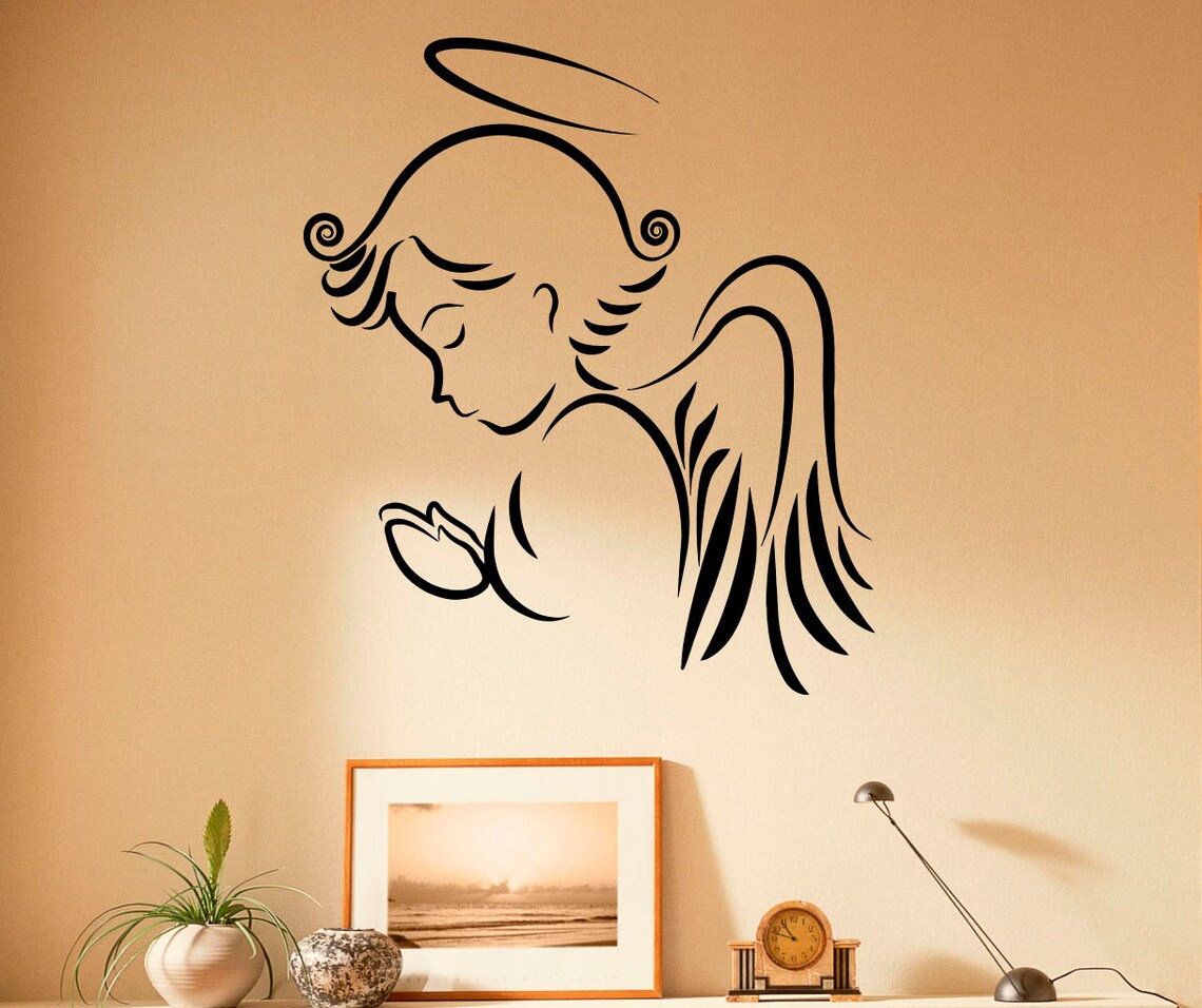 Angel Wall Decal Religion Vinyl Stickers Jesus Christ Home - Etsy