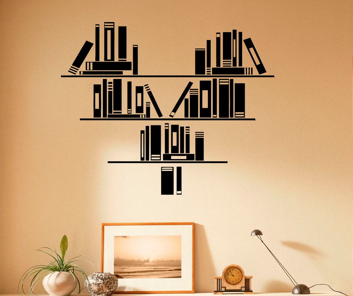 Wall Vinyl Decal Books Stickers Reading Room Library Interior | Etsy