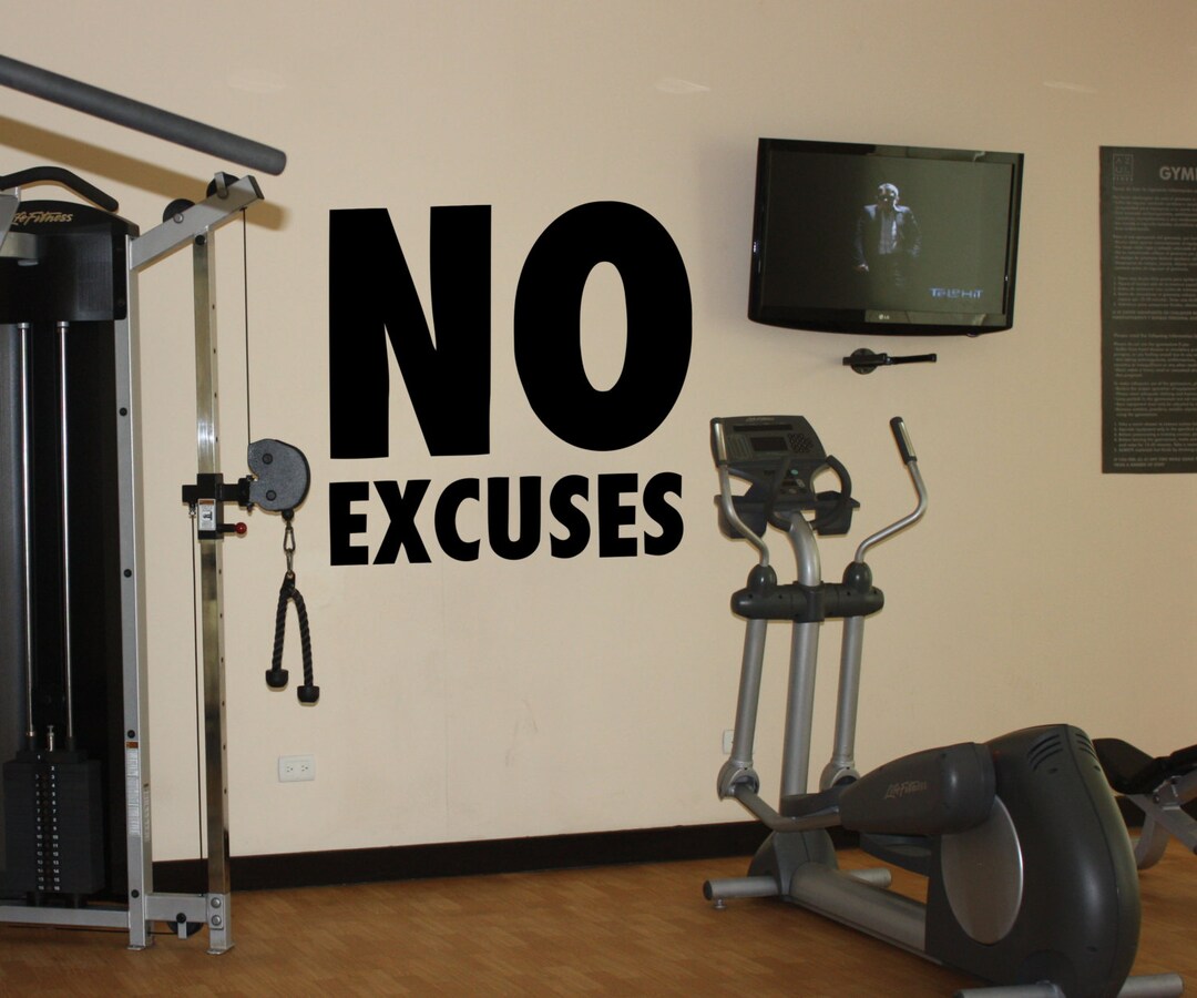 NO Excuses Wall Decal Vinyl Stickers Fitness Gym Workout Motivation ...