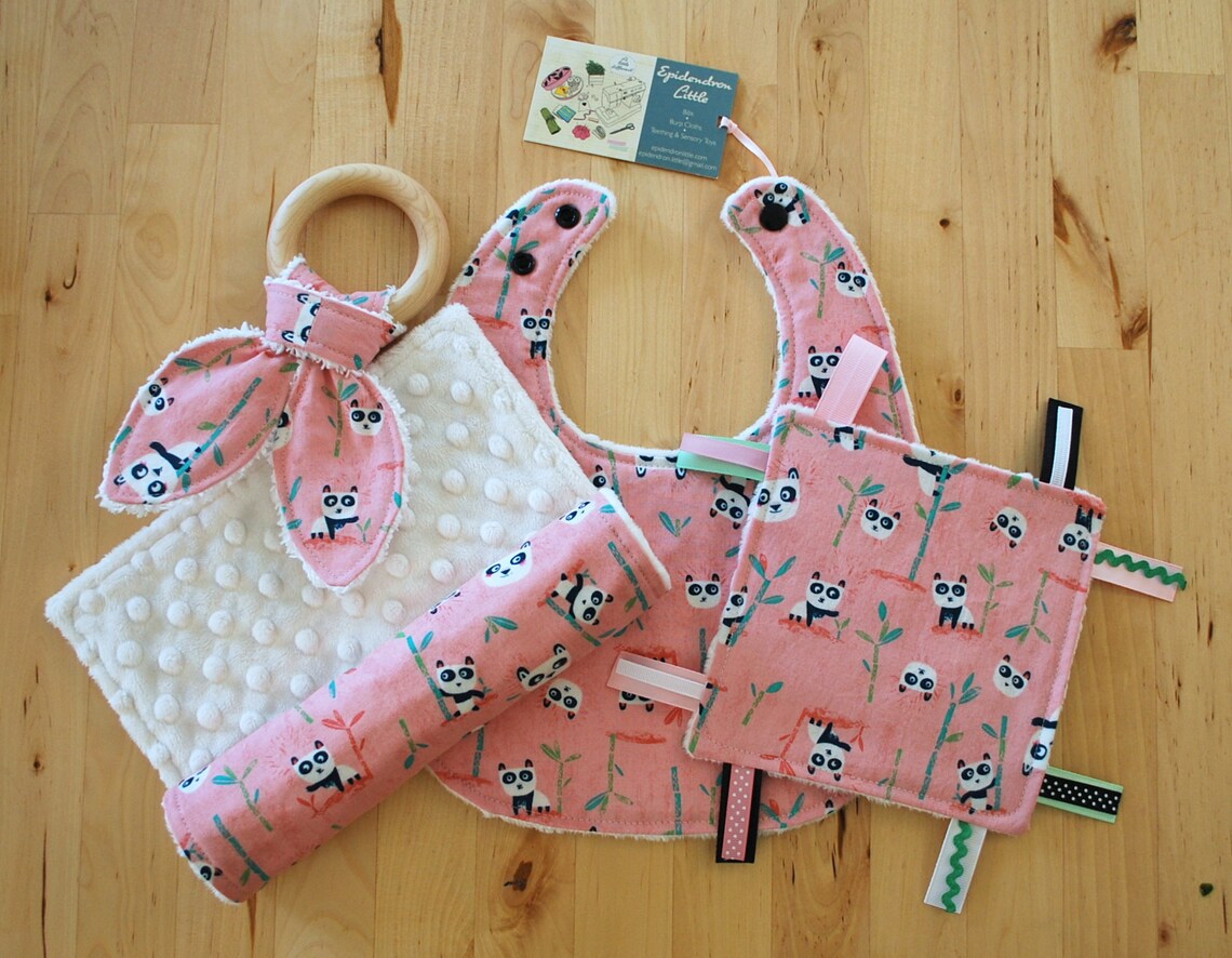 Baby Girl Gift Set Pandas Bib Burp Cloth / Burpcloth - Etsy