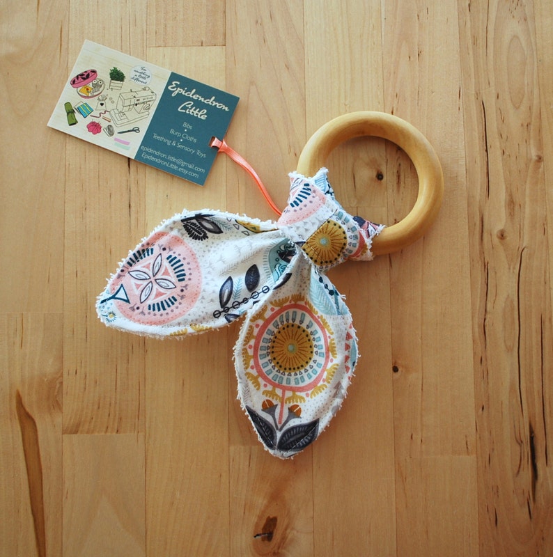 Cotton and Terry Cloth Baby Crinkle Teether With Maple - Etsy