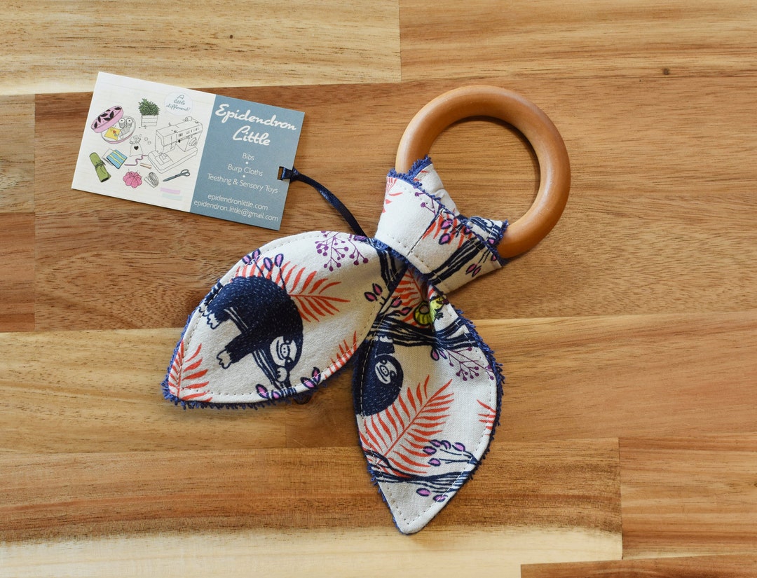 Rainforest Sloths Cotton and Terry Cloth Baby Crinkle Teether With ...