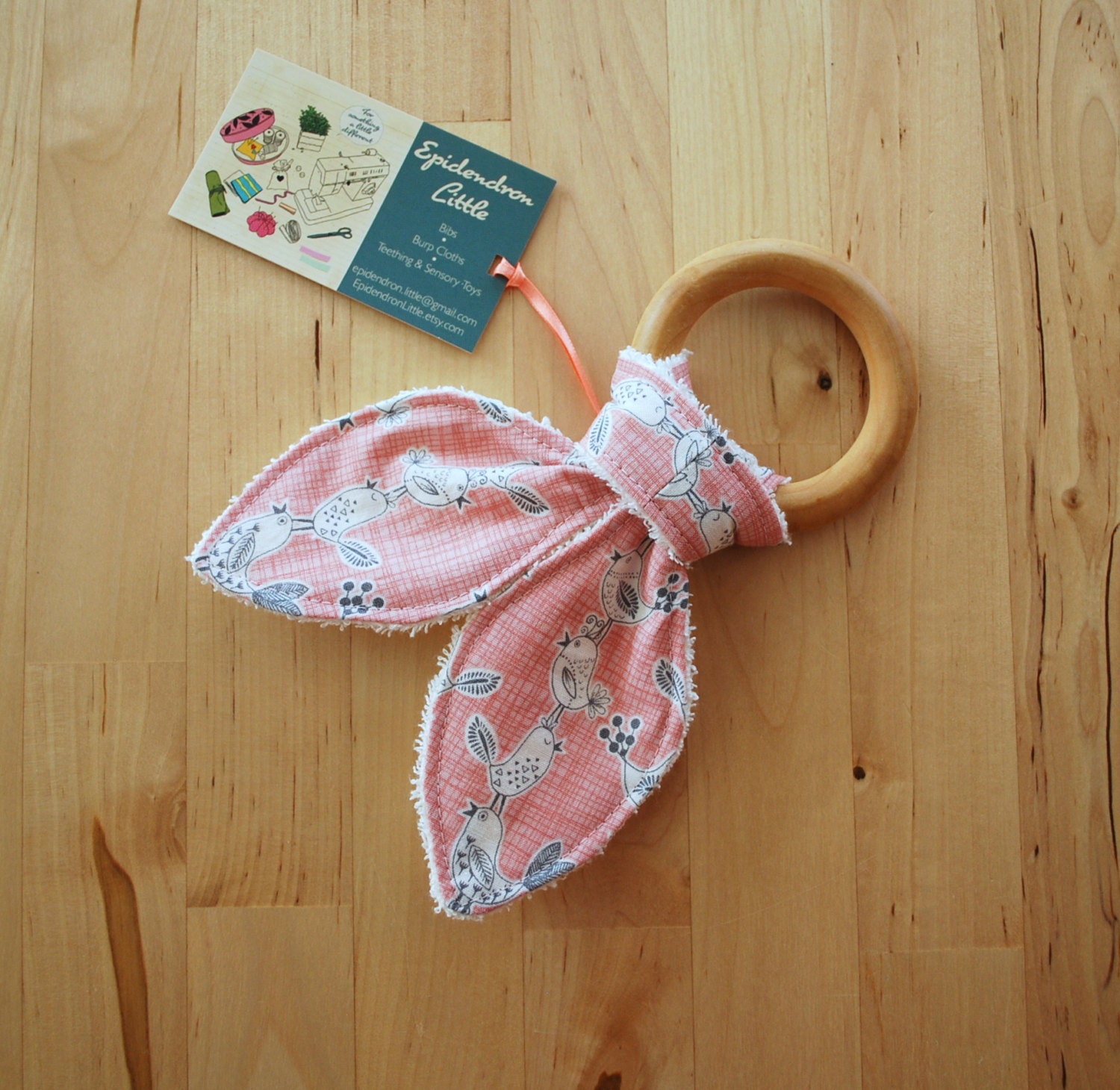 Cotton and Terry Cloth Baby Crinkle Teether With Maple - Etsy