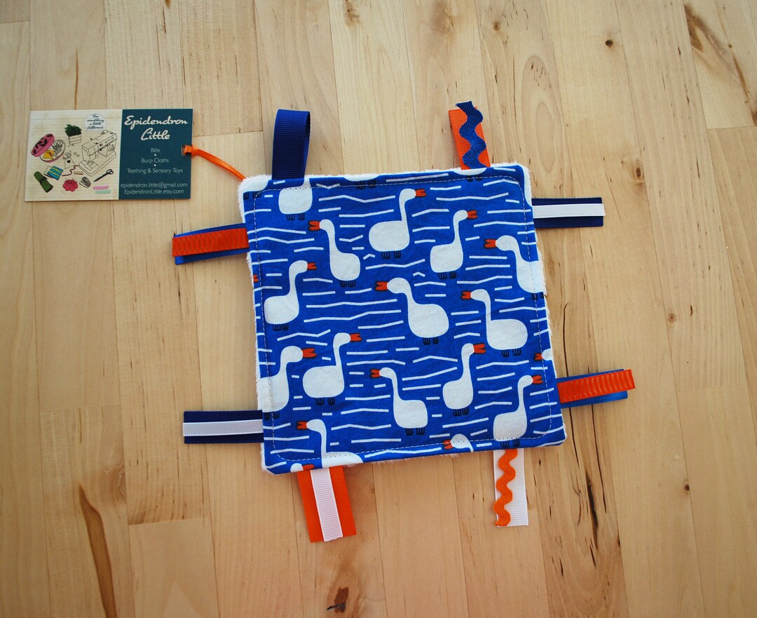 6-inch Water Geese Baby Crinkle Square / Sensory Toy With Ribbon Tags ...
