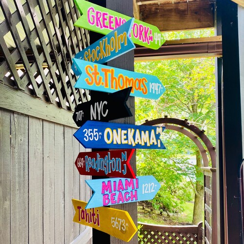 Set of 6 Directional Signs . Beach Signs . Tiki Signs . Custom - Etsy