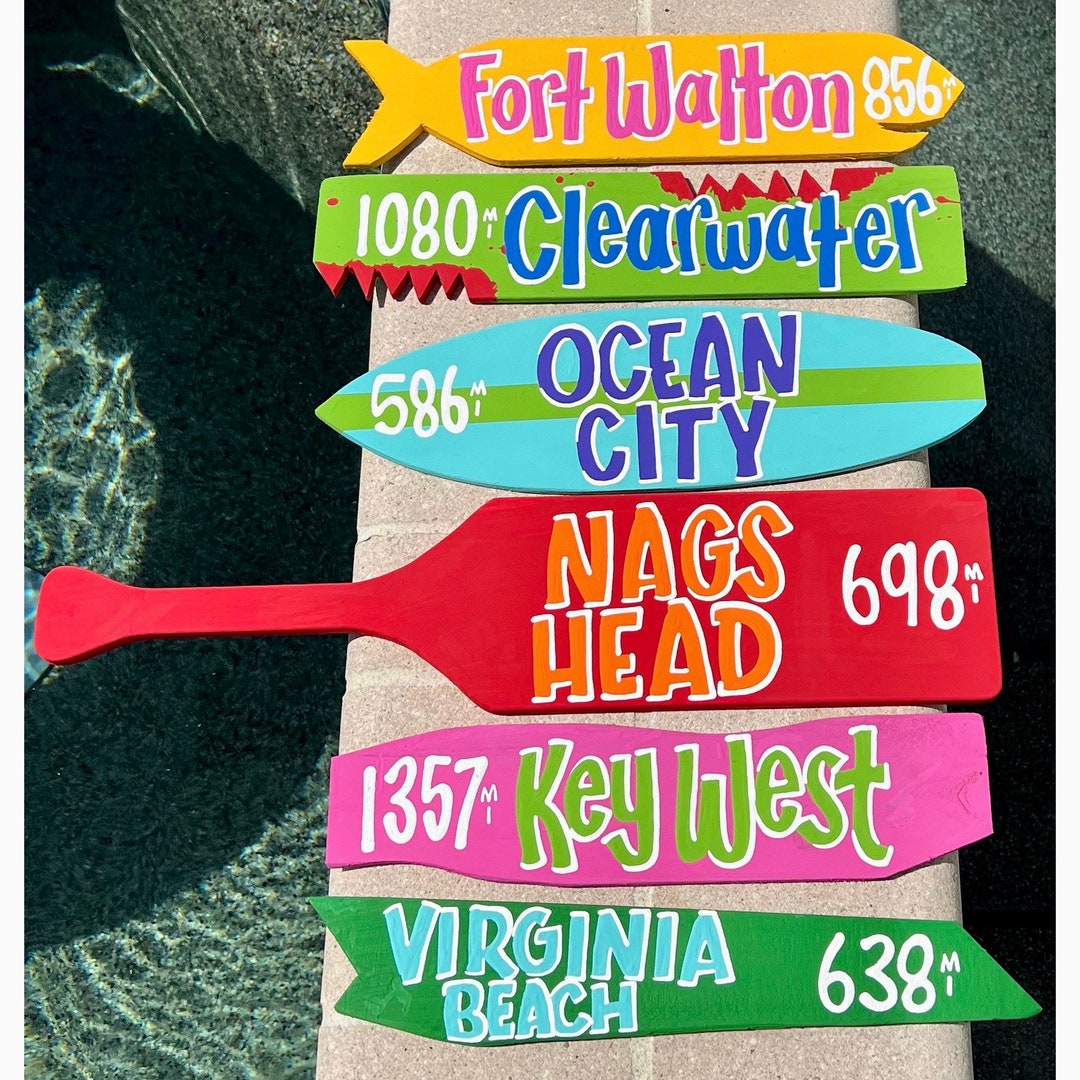 Custom SHAPE Directional Sign- Paddle, Fish, Shark Bite, Broken Edges ...