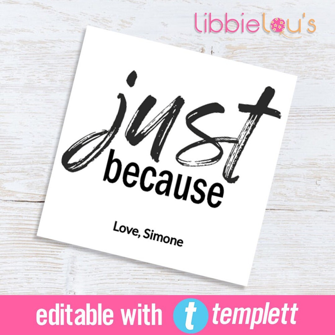 Printable Just Because Gift Tag Editable Gift Tag Just - Etsy