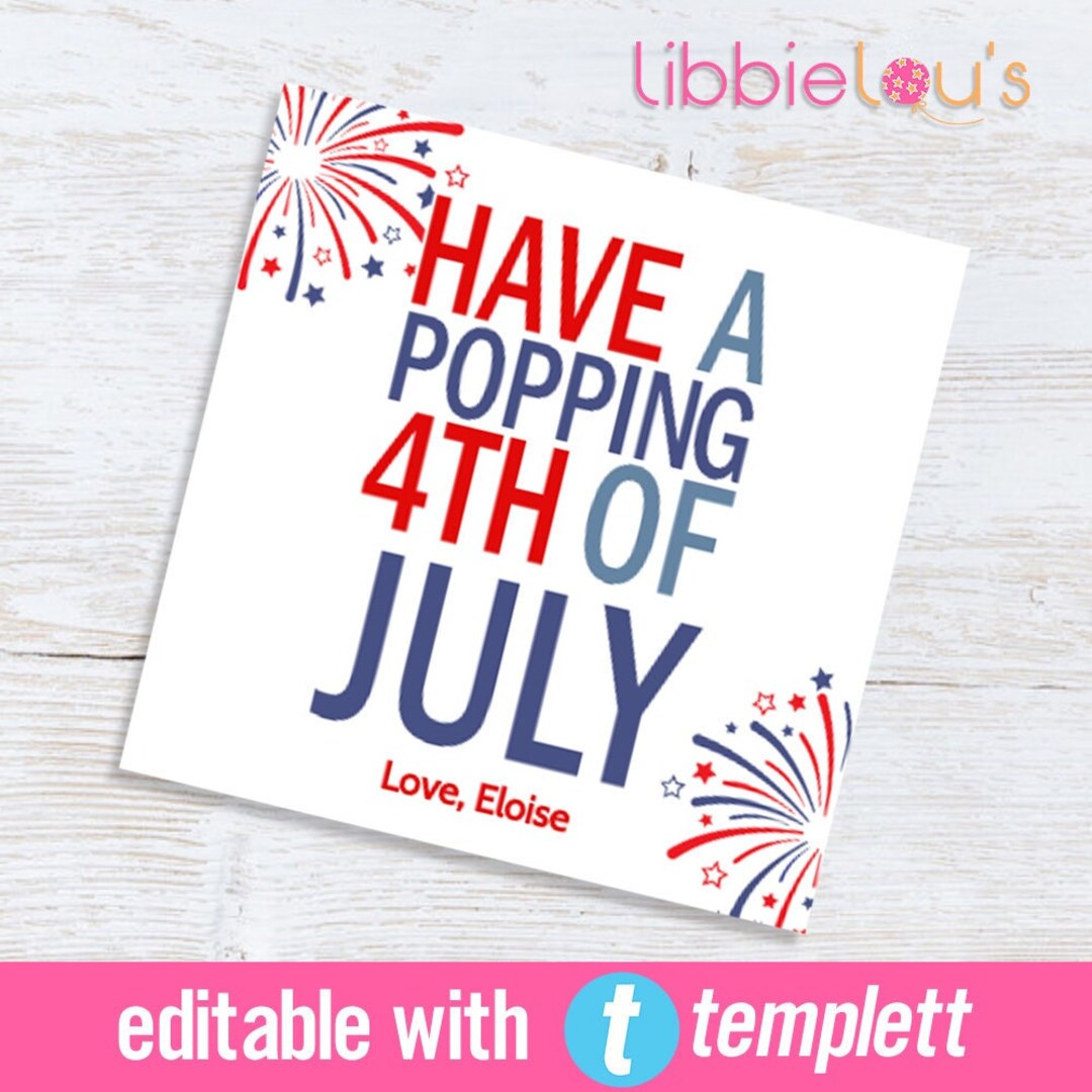 Printable Have A Popping 4th of July Gift Tag Firework - Etsy