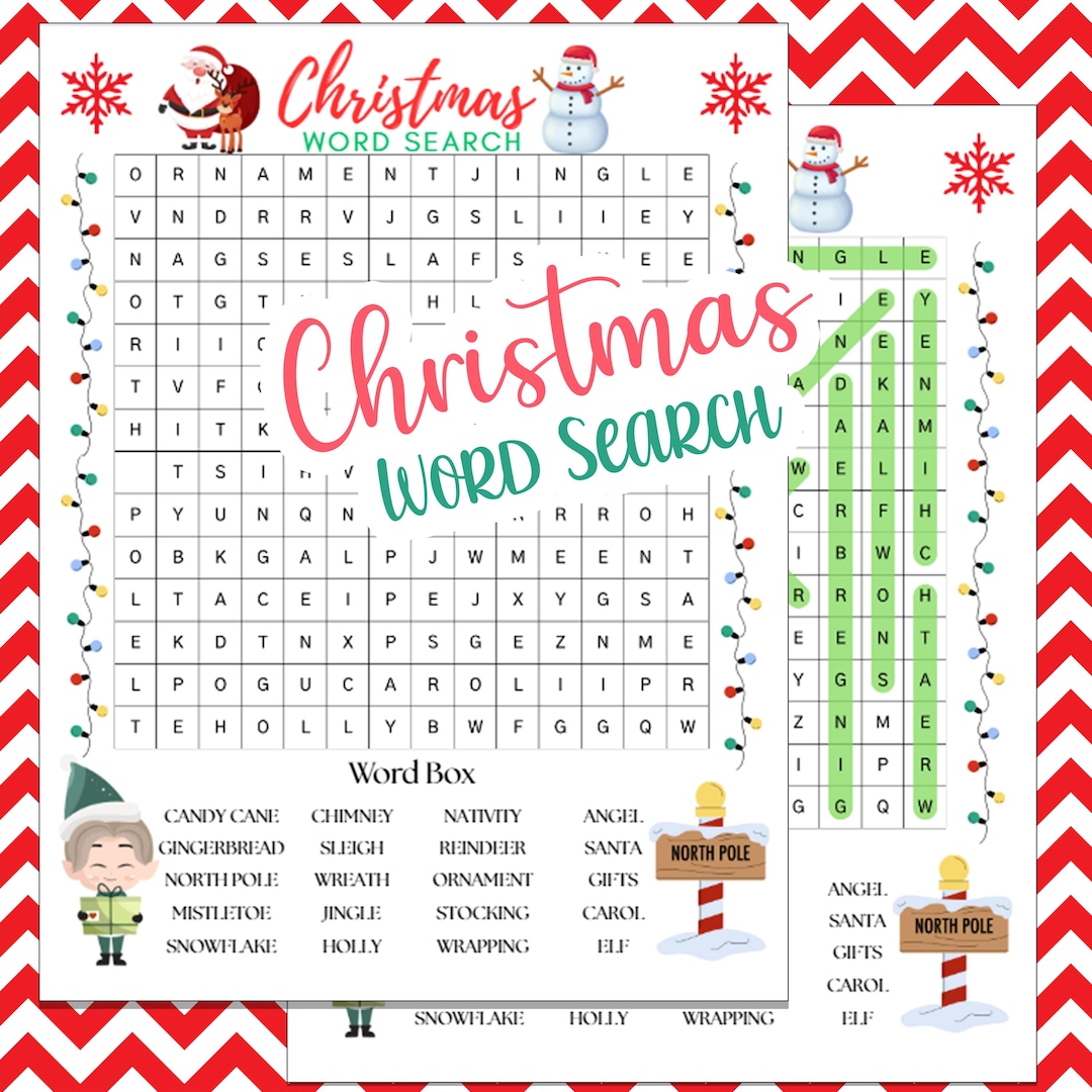 Christmas Word Search Printable PDF | Holiday Activity Game With Answer ...
