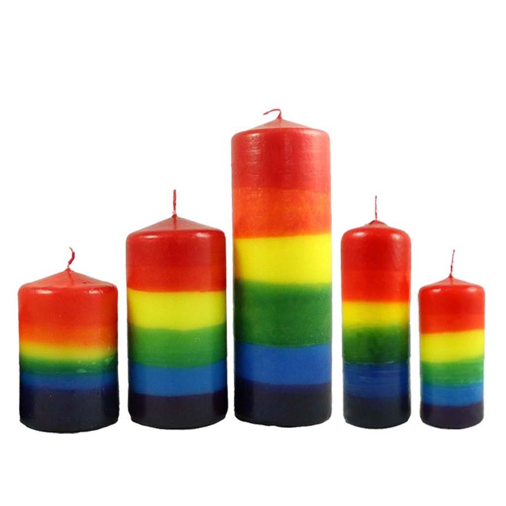 Rainbow Pillar Candle - Etsy