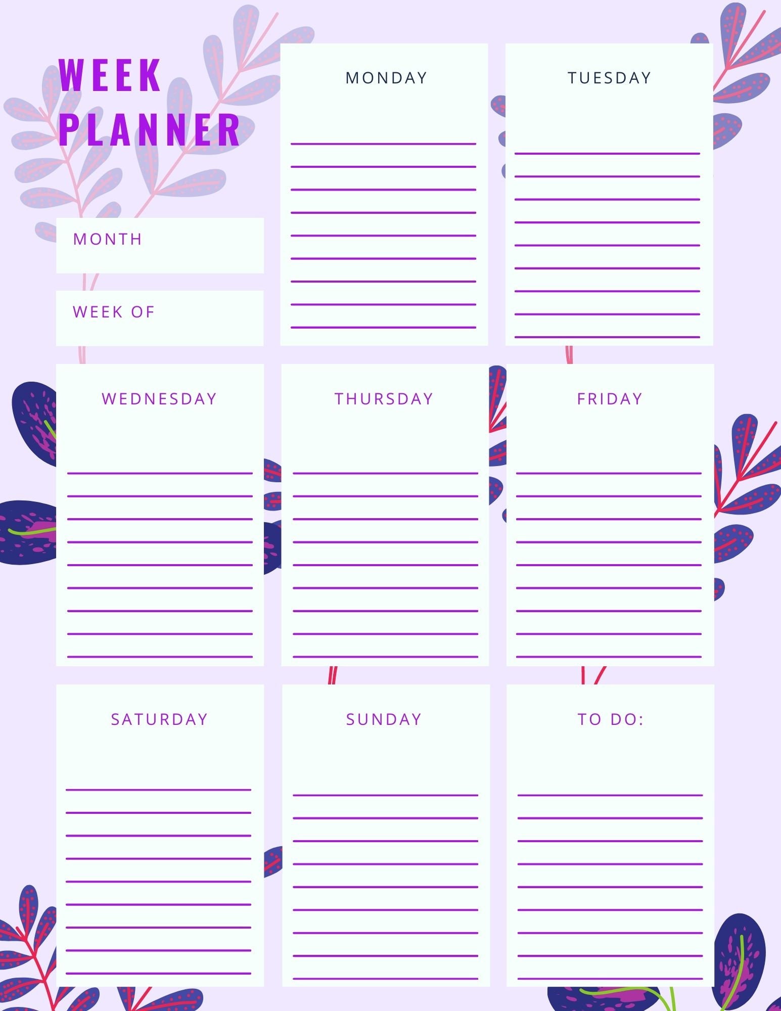 Printable Week Planner - Etsy