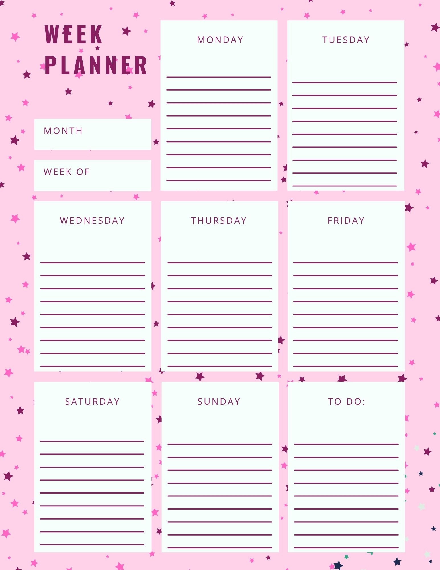 Printable Week Planner - Etsy