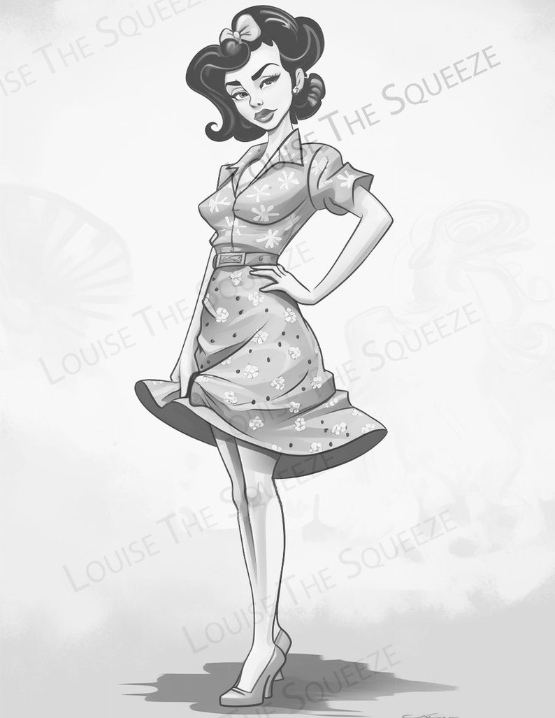 Variety Pack Of Cartoon Pin Up Style Women Greyscale Coloring Book Pages 22 Unique Pages Pdf