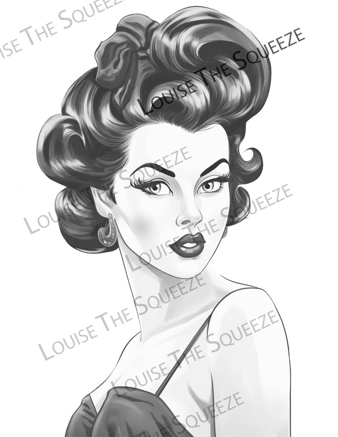 Variety Pack Of Cartoon Pin Up Style Women Greyscale Coloring Book Pages 22 Unique Pages Pdf