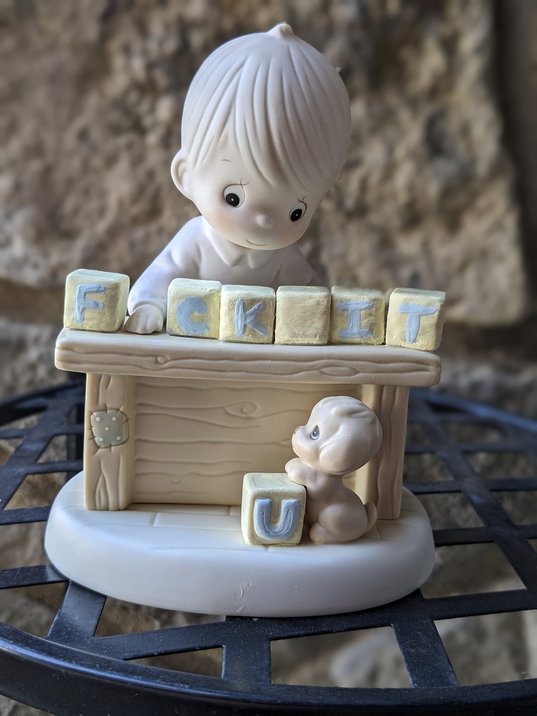Upcycled Repainted Altered Precious Moments Figurine fck It Alphabet ...
