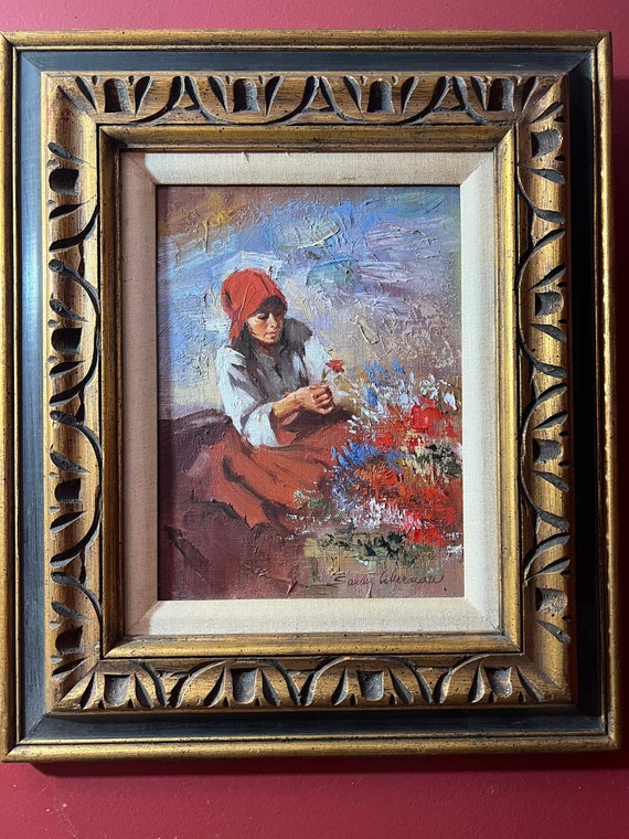 Sandu Liberman 1923-1977 Oil Painting of a Young Woman Picking - Etsy