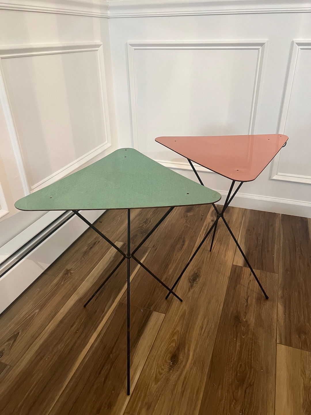 Rare Pair of Atomic Triangle Tripod Folding Side Tables 1950s - Etsy