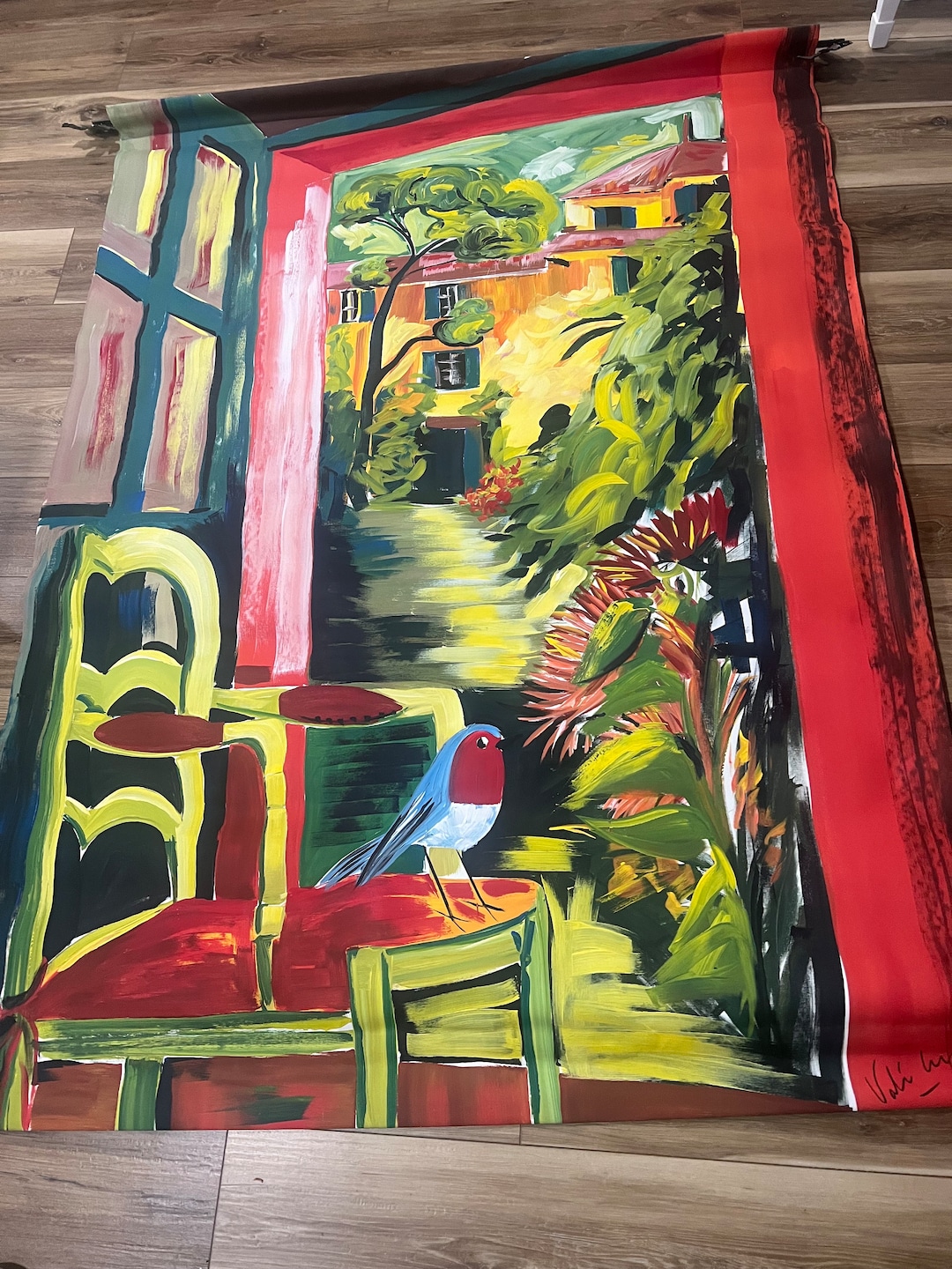 Valerie Limozin Large Oil Painting on Canvas Mural Open Door in Tropics ...