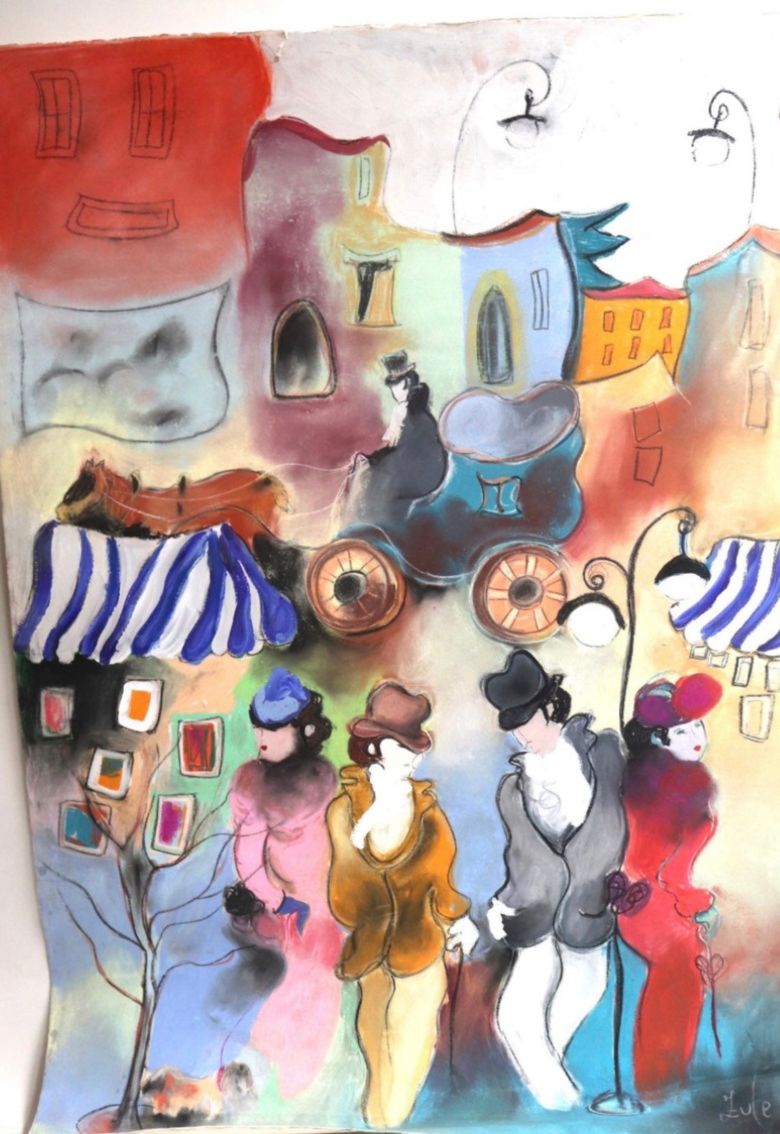 Zule Moskowitz Argentianian | 20th Century Street Scene 31 X 47 ...