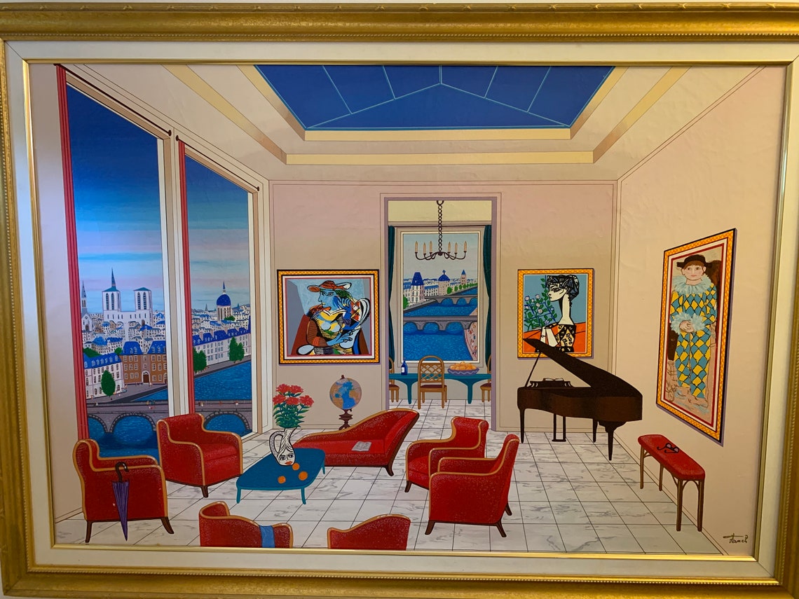 Fanch Ledan Serigraph With Acrylic, Title: 'interior With Picasso' - Etsy