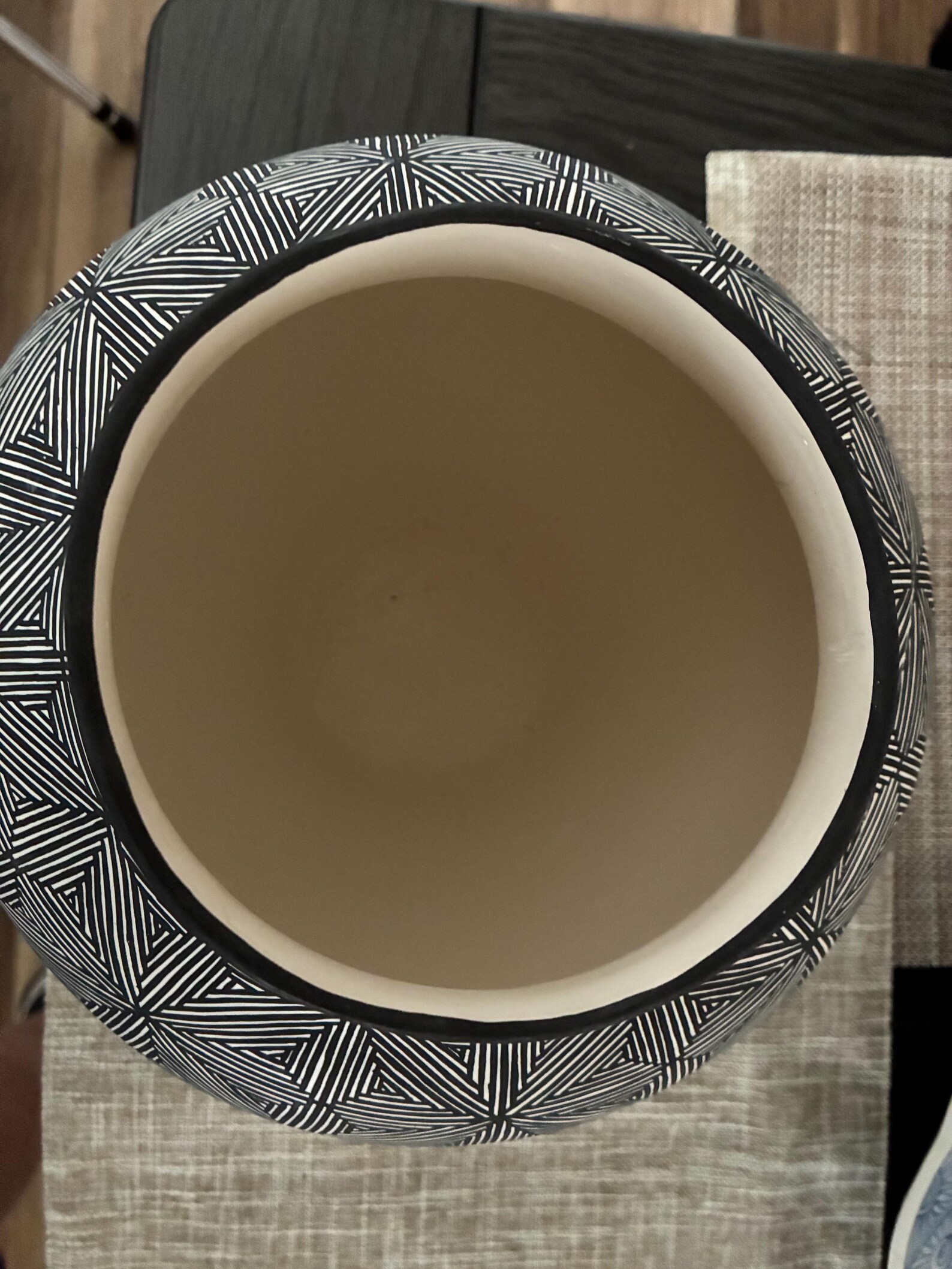 Sharon Stevens (1960- ) Acoma Pottery Geometric Pattern Black & White ...