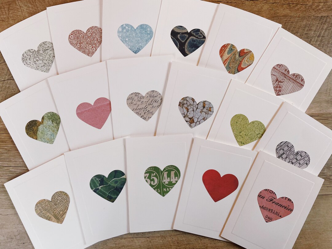 Little Valentines | Set of 10 Handmade Heart Cards | A1 Blank Cards ...