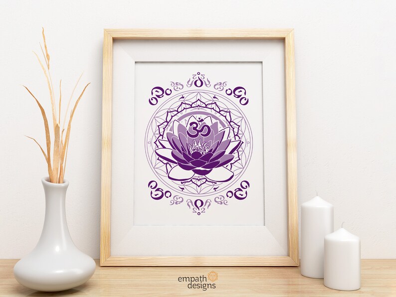 Lotus crown Chakra Fine Art Screen Print Flower Wall Art - Etsy