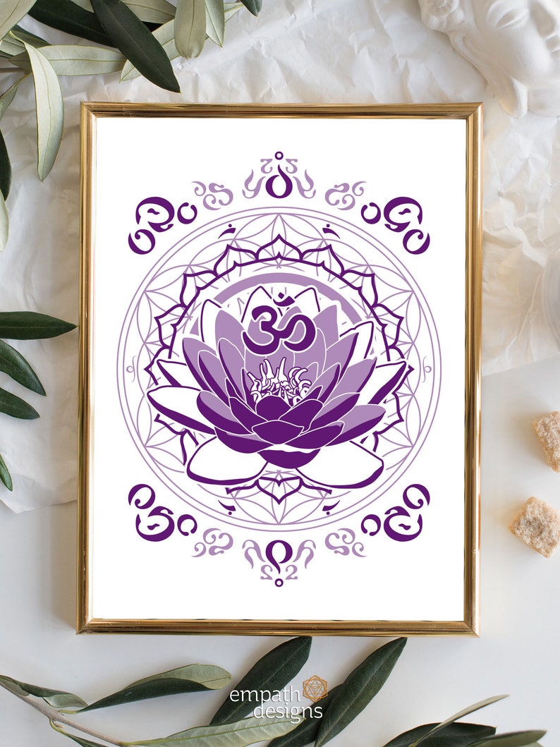 Lotus crown Chakra Fine Art Screen Print Flower Wall Art - Etsy
