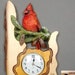 Wooden Realistic Red Cardinal With Clock, Gift Hand Carved Bird for ...