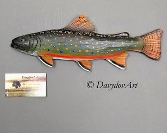 Wood Carved Fish Brook Trout Carved Fishing Gift by Vladimir | Etsy Canada