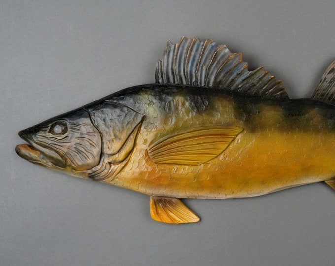 Hand Carved Relief Wooden Fish Walleye by Vladimir Davydov, Best ...