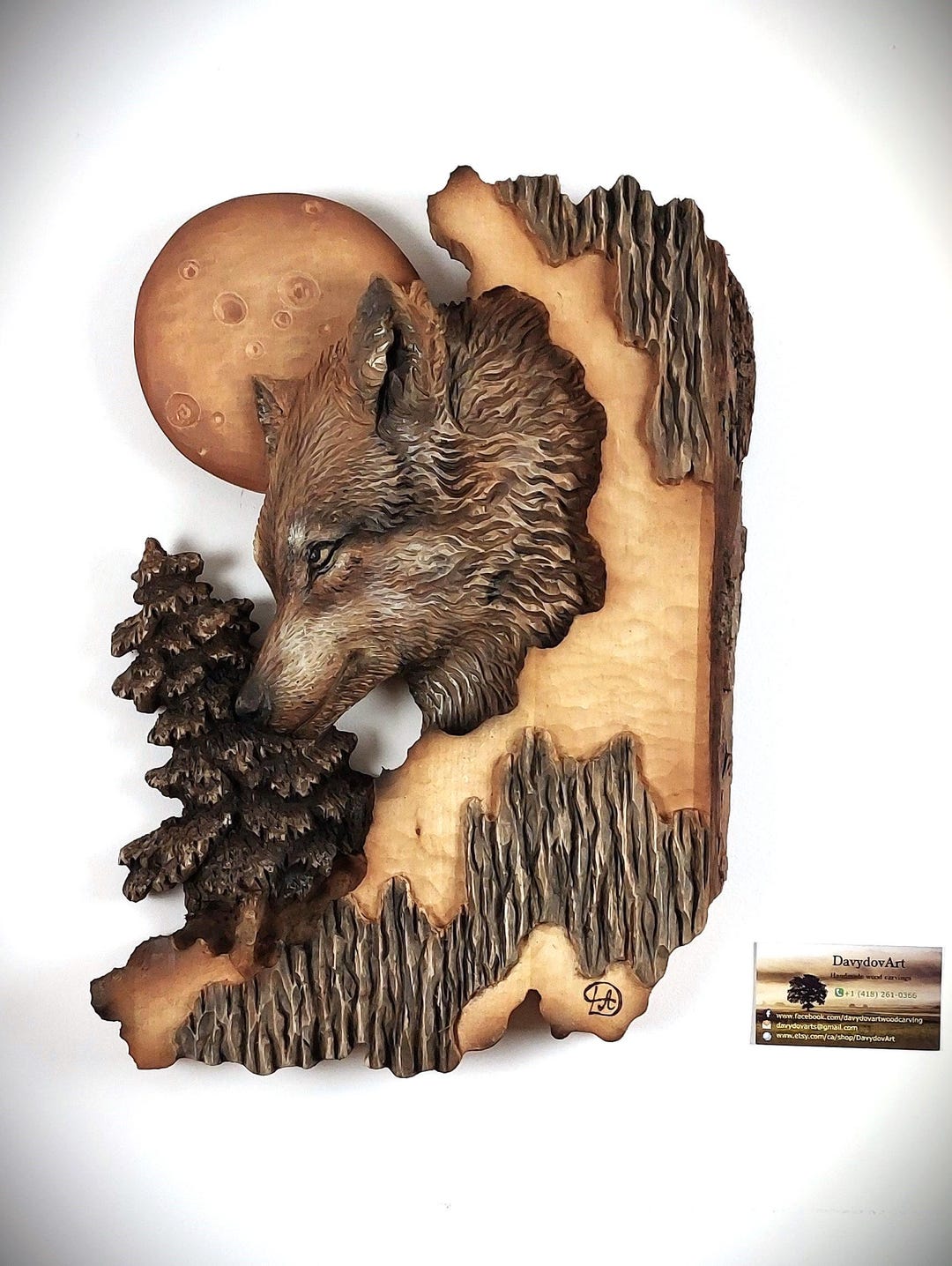 Hand-carved Wolf Wall Sculpture, Majestic Forest Scene With Stream ...