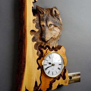 Wolf Hand Carved on Wood, Carving With Bark Hand Made Gift Wall Hanging ...